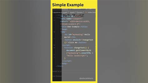 Dom Manipulation In Javascript With Example Html Javascript