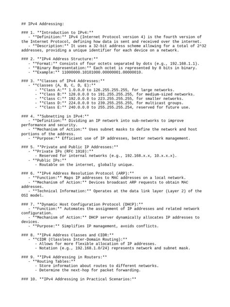 Ipv4 Addressing Pdf Ip Address Computer Network