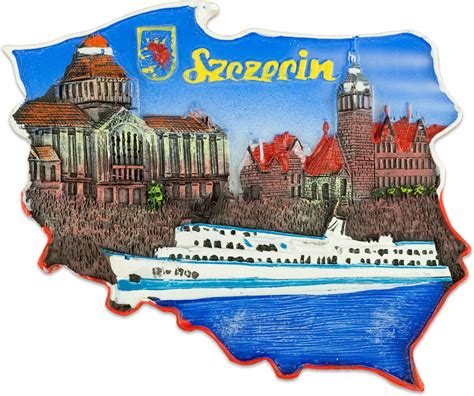 Polish Magnet Featuring Poland Map Szczecin Museum