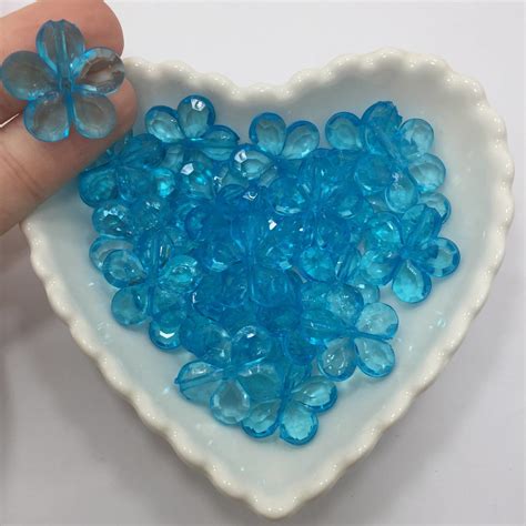 Flor Passante De Acrílico Azul 2cm 30 Unidades Elo7