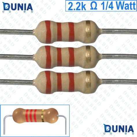 2 2k Ohm 1 4 Watt Quarter Watt Resistor ±5 2 2kΩ 2 2 Kohms 2200 Ohms Bd