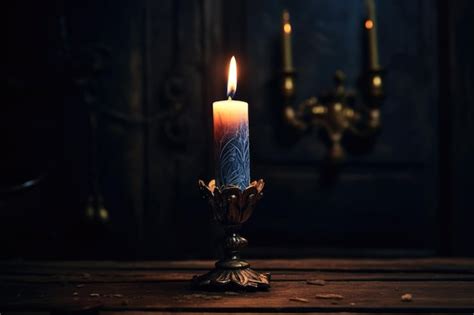 Premium Ai Image Lit Candle In A Dark Room With Soft Focus