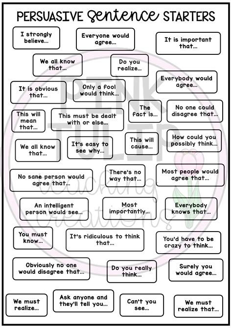 Sentence Starters For Persuasive Letters At Dorothy Olin Blog