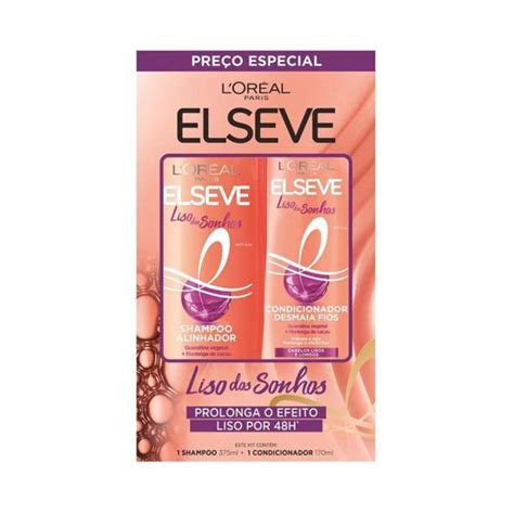 Kit Elseve Shampoo 375mlcondicionador 170ml Liso Sonhos Lavagnoli