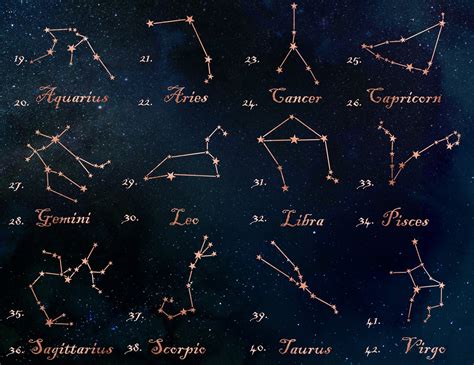 Rose Gold Zodiac Constellations Clipart Zodiac Rose Gold Etsy