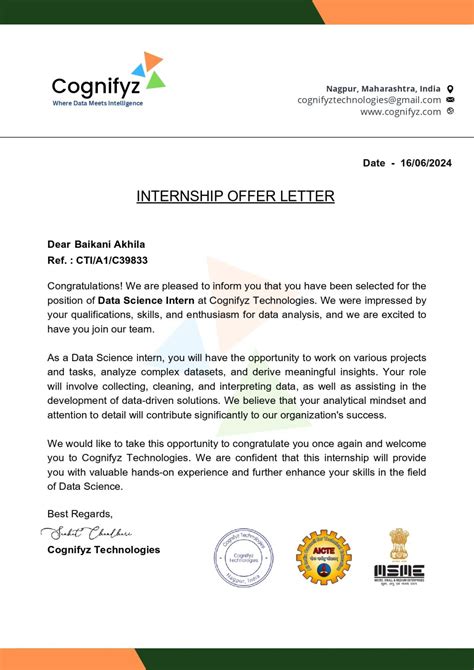 Baikani Akhila On Linkedin Cognifyz Cognifyz Datascience Intern