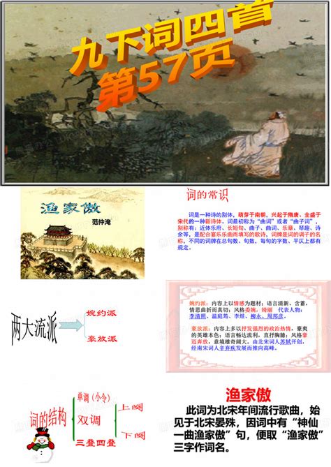九下词四首渔家傲江城子破阵子满江红ppt模板下载编号qekegynq熊猫办公