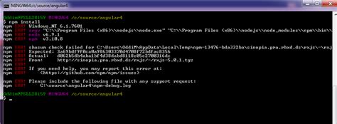 Angularjs Issue Doing An Npm Install On Windows Using Git Bash For Quick Start