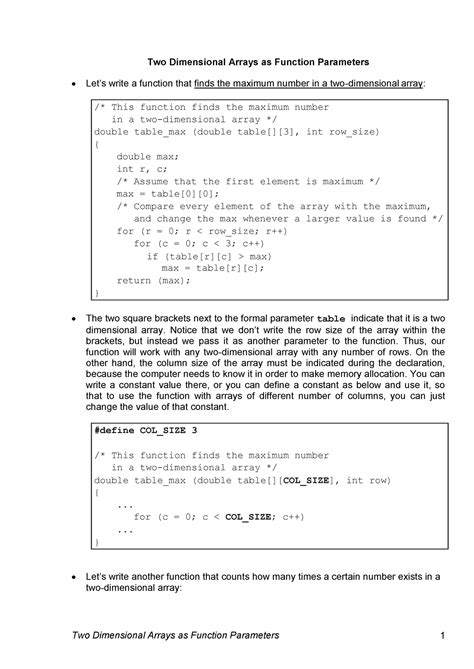 26 Two Dimensional Arrays As Function Parameters 1 Converted