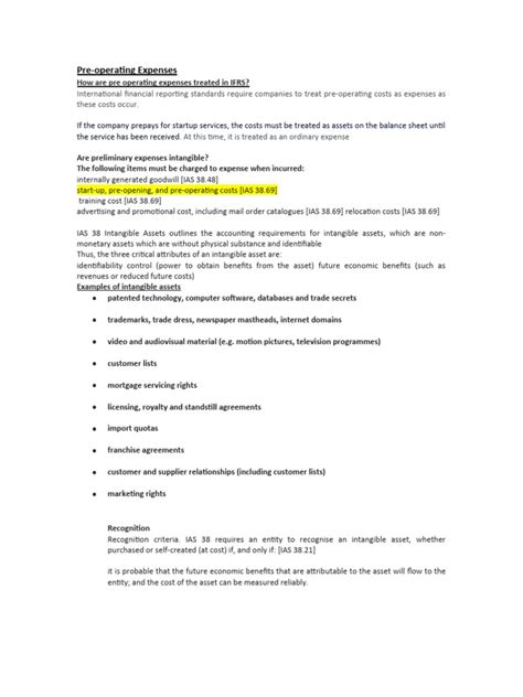 Pre Operating Expenses Pdf