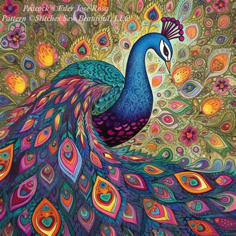 Peacock Counted Cross Stitch Pattern By Eder Jose Rosa Digital Format