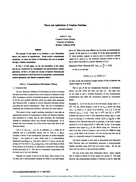 Theory And Application Of Trapdoor Functions Pdf Mathematics
