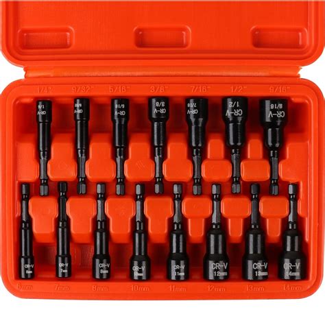 Horusdy 15pcs Nut Driver Set Sae And Metric Impact Magnetic Nut Driver For Impact Drill Cr V