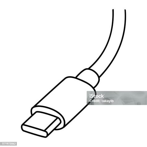 Usb 유형 C 아이콘 케이블 편집 가능한 스트로크 벡터 일러스트레이션 Eps 10 0명에 대한 스톡 벡터 아트 및 기타 이미지 0명 Usb 케이블 개념 Istock