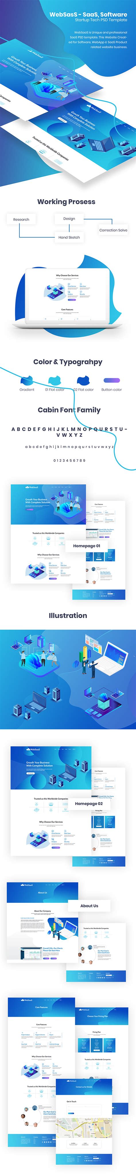 WebSasS SaaS Software Startup Tech PSD Template On Behance