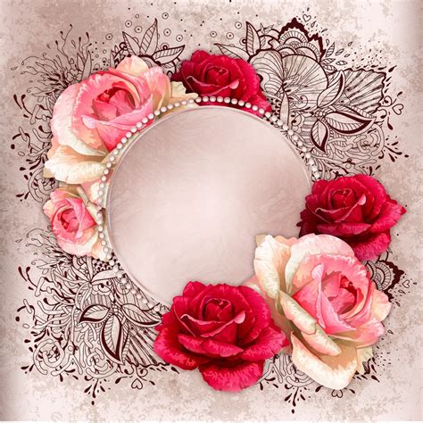 Tarjeta Con Plantilla En Capas De Rosas