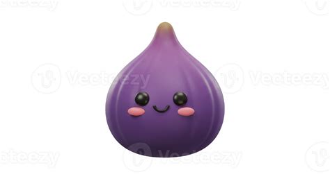 Isolated Cartoon Fig With Cute Smiling Face And Rosy Cheeks On