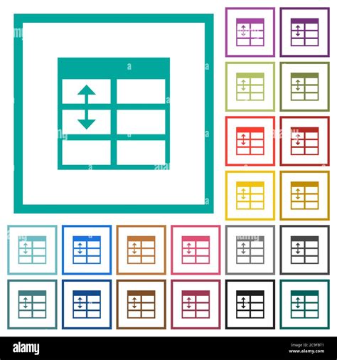 Spreadsheet Adjust Table Row Height Flat Color Icons With Quadrant Frames On White Background