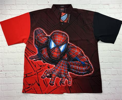 Newold Stock Rare Vintage 2002 Spider Man Button Up Gem