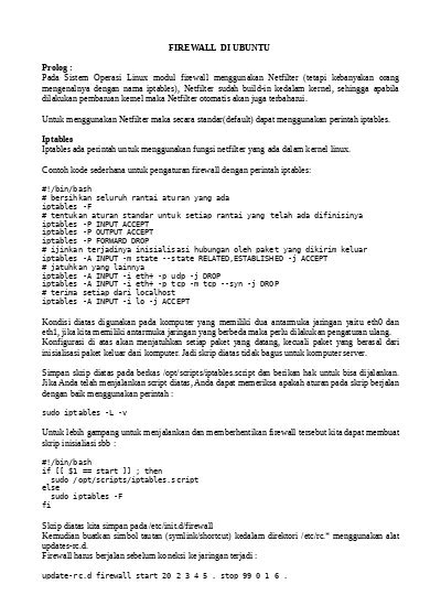 Firewall Di Ubuntu Iptables Iptables Ada Perintah Untuk Menggunakan Fungsi Netfilter Yang Ada