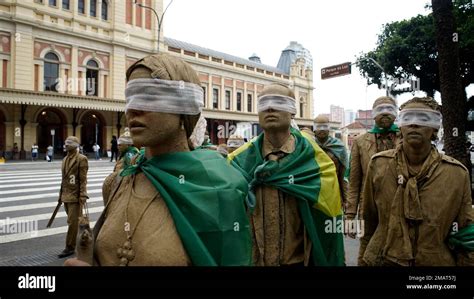 brasilia brazil 19th jan 2023 cegos is an urban intervention presented by desvio colectivo