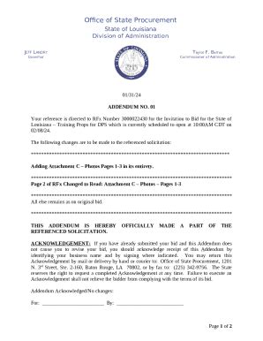 Addendum No 1 Adding Attachment C Photos Wwwprd Doa Louisiana Doc Template PdfFiller
