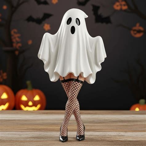 Lady Ghost Figurine Funny Sexy Female Ghost Statue Handmade Resin