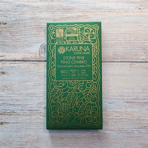 Karuna Stone Pine Flavored 70 Dark Chocolate Bar