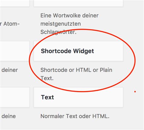 Shortcode Widget Wordpress Tooltipp Markus Dreesen