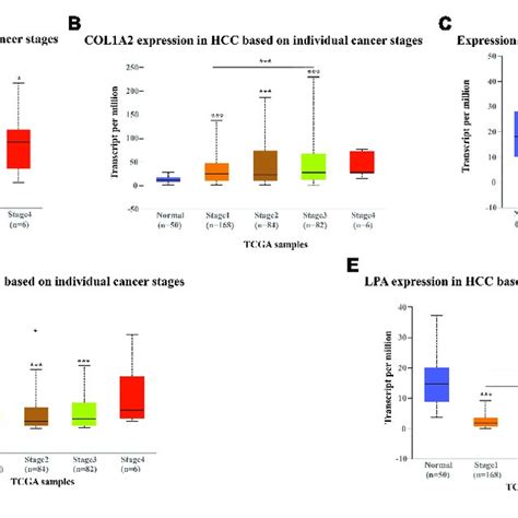 Expression Of Hub Genes In Different Hcc Stages In Tgca Database A