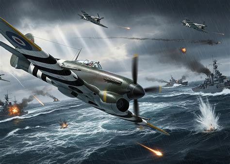 World War Ii Aircraft Battle Scene Poster Picture Metal Print