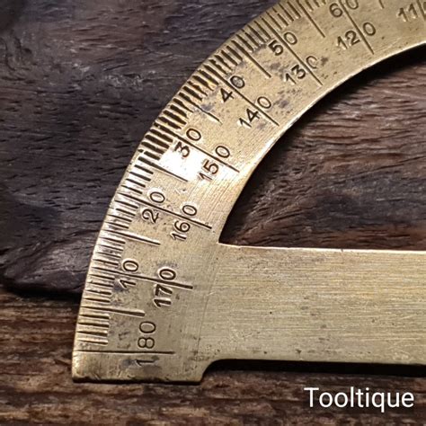 Vintage Brass 180 Degree Protractor Good Condition Tooltique