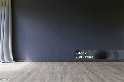 현대적인 빛이 가득한 방 나무 쪽모이 세공 마루 바닥의 빈 진한 파란색 벽 정면 햇빛 3d 그림 0명에 대한 스톡 사진 및 기타 이미지 Istock