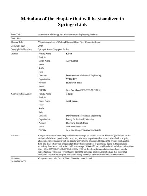 Pdf Vibration Analysis Of Carbon Fiber And Glass Fiber Composite Beam