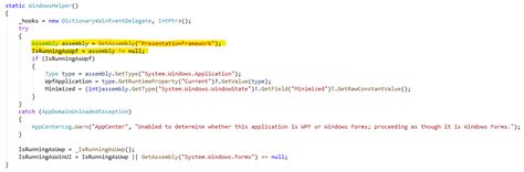 Appcenter Thinks The Application Is Wpf But It Is Actually A Winforms