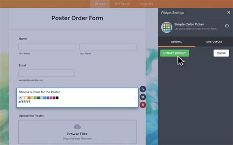 간편 색 선택기 양식 위젯 Jform