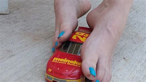 Nascar Model Toy Car Getting A Foot Job From My Huge Feet Before
