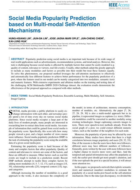 Pdf Social Media Popularity Prediction Based On Multi Modal Self