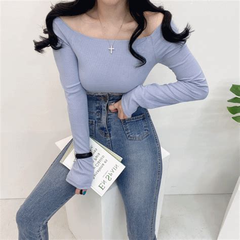 디아 골지 오프 긴팔 티셔츠 에이블리