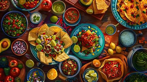 Festive Mexican Food Table Setting Premium Ai Generated Image
