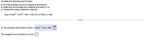 Solved Consider The Following Cost Function A Find The Chegg