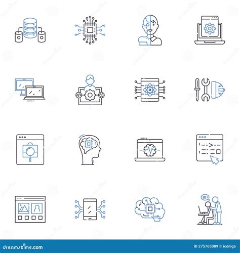 database management line icons collection sql schema query indexing