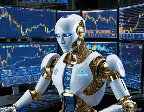Futuristic Robot Analyzes Forex Trading Charts Stable Diffusion Online