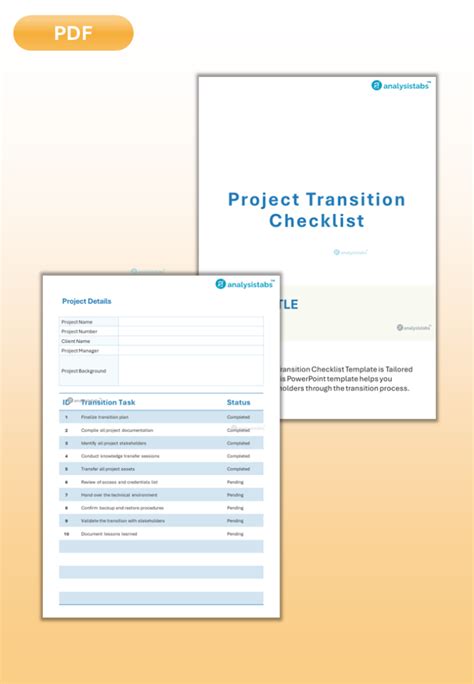 Project Transition Checklist Template Excel Word PPT PDF