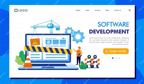 Premium Vector Software Development Landing Page Website
