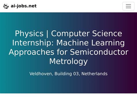 Hiring Physics Computer Science Internship Machine Learning