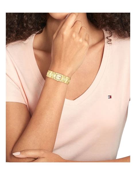 Tommy Hilfiger Ivy Ionic Plated Thin Steel Watch In Gold Myer