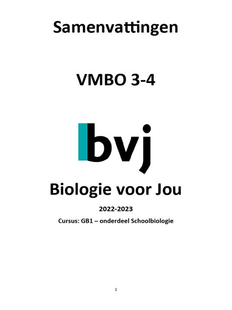 Samenvatting Vmbo Biologie Voor Jou Pdf