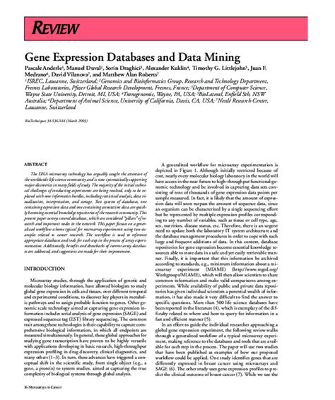 Pdf Gene Expression Databases And Data Mining