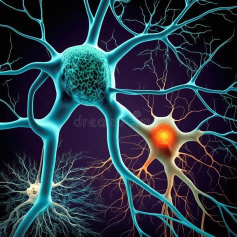Neuron Network Brain Cells Human Nervous System And Brain Activity Concept Generative Ai Stock